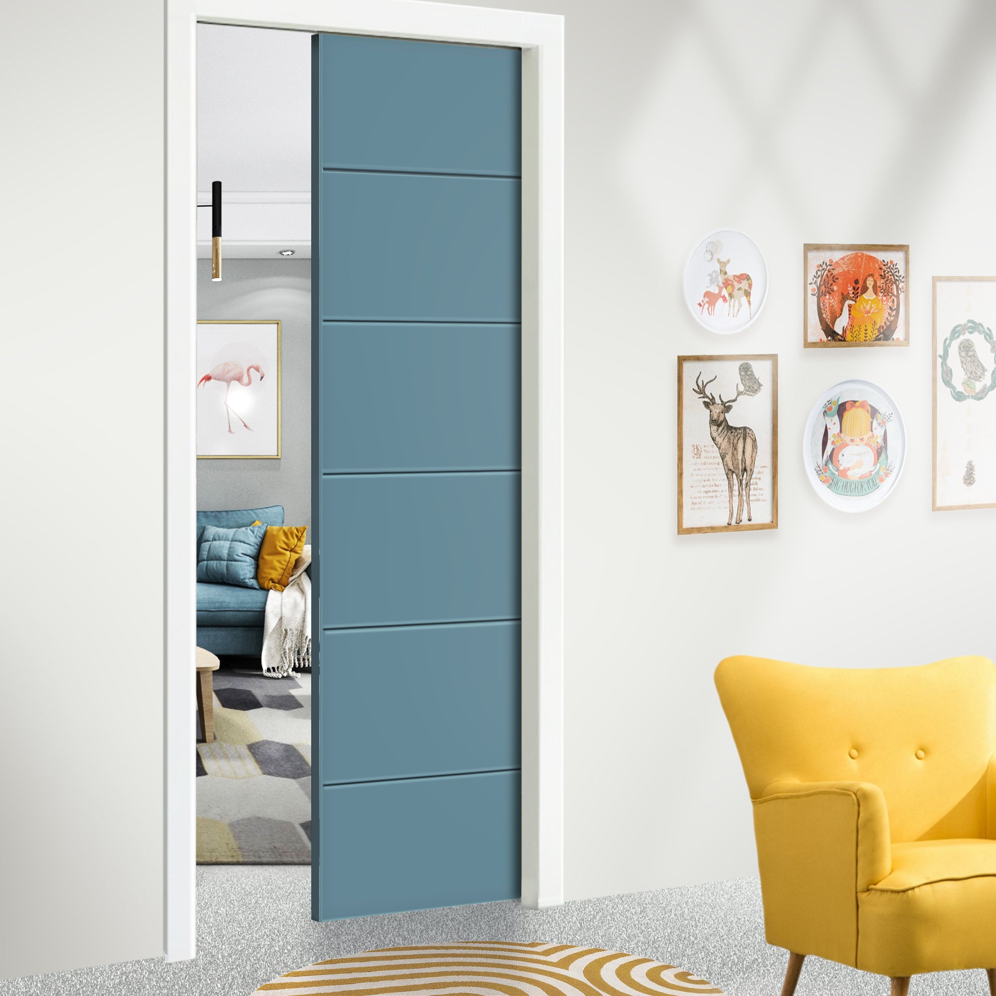 Painted Composite MDF Sliding Door with Pocket Door Frame and Hardware ...
