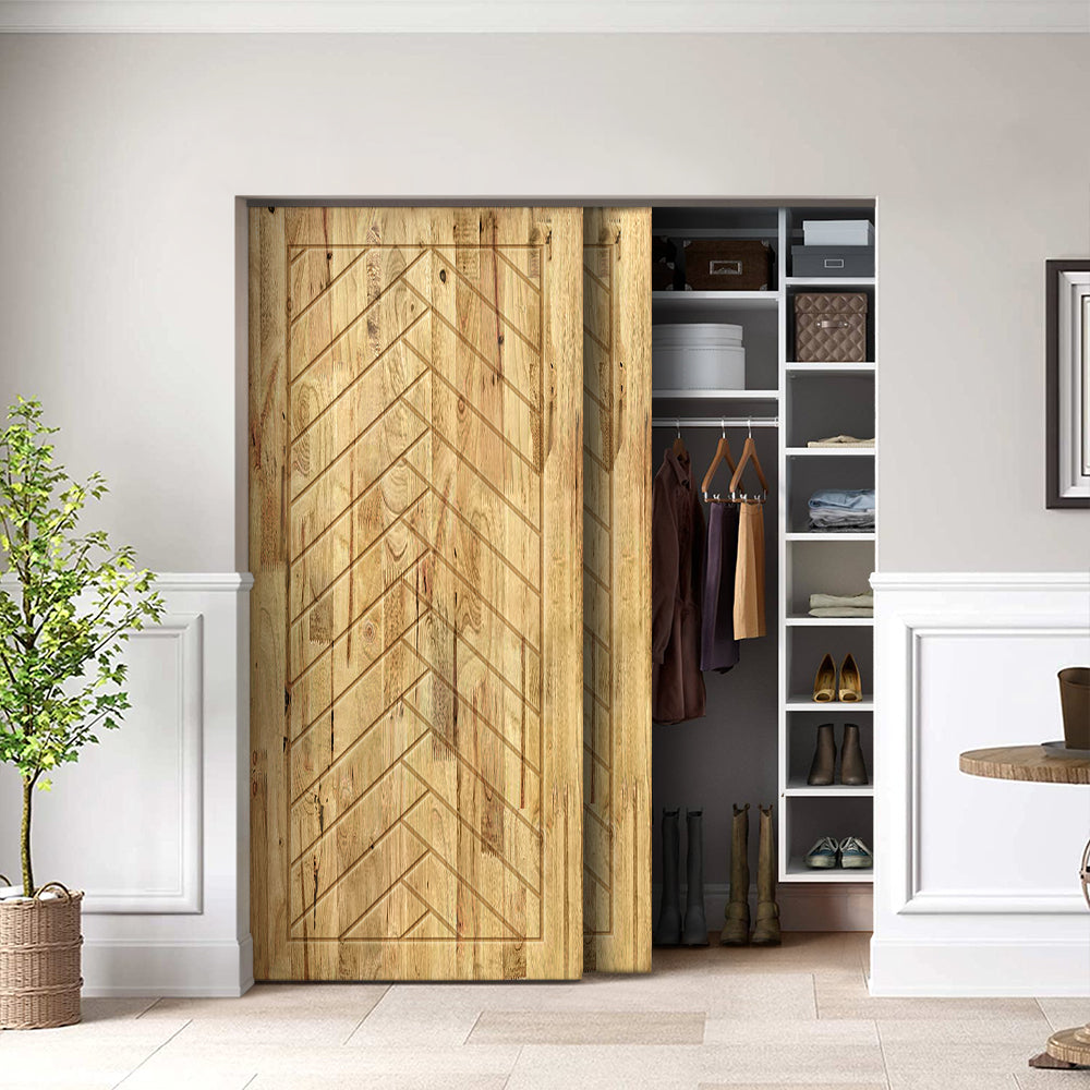 Paneled Hollow Core Solid Wood Double Closet Sliding Door Slabs – CalHome